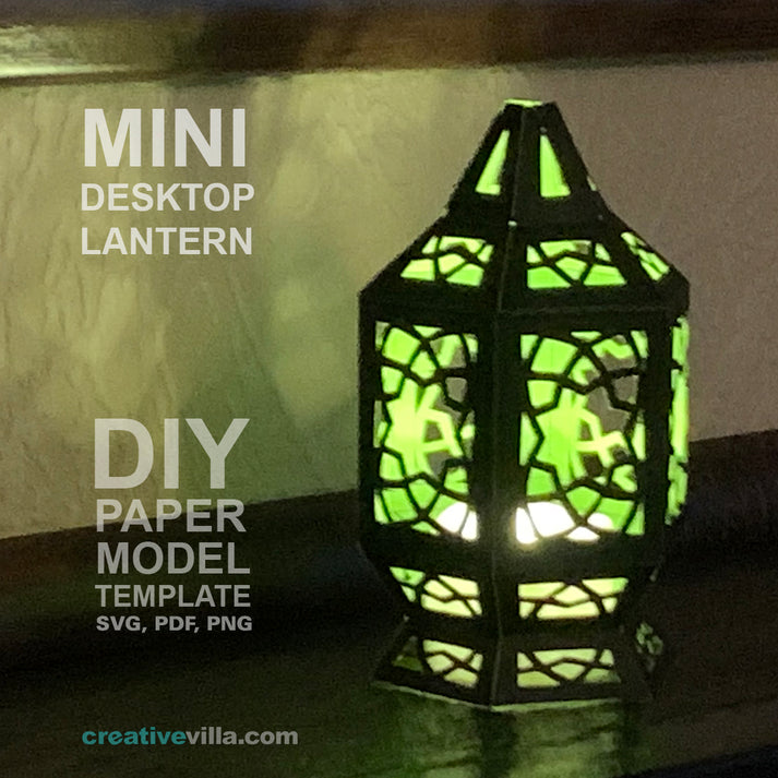 Mini Desktop Lantern #2 DIY Low Poly Paper Model Template, Paper Craft ...