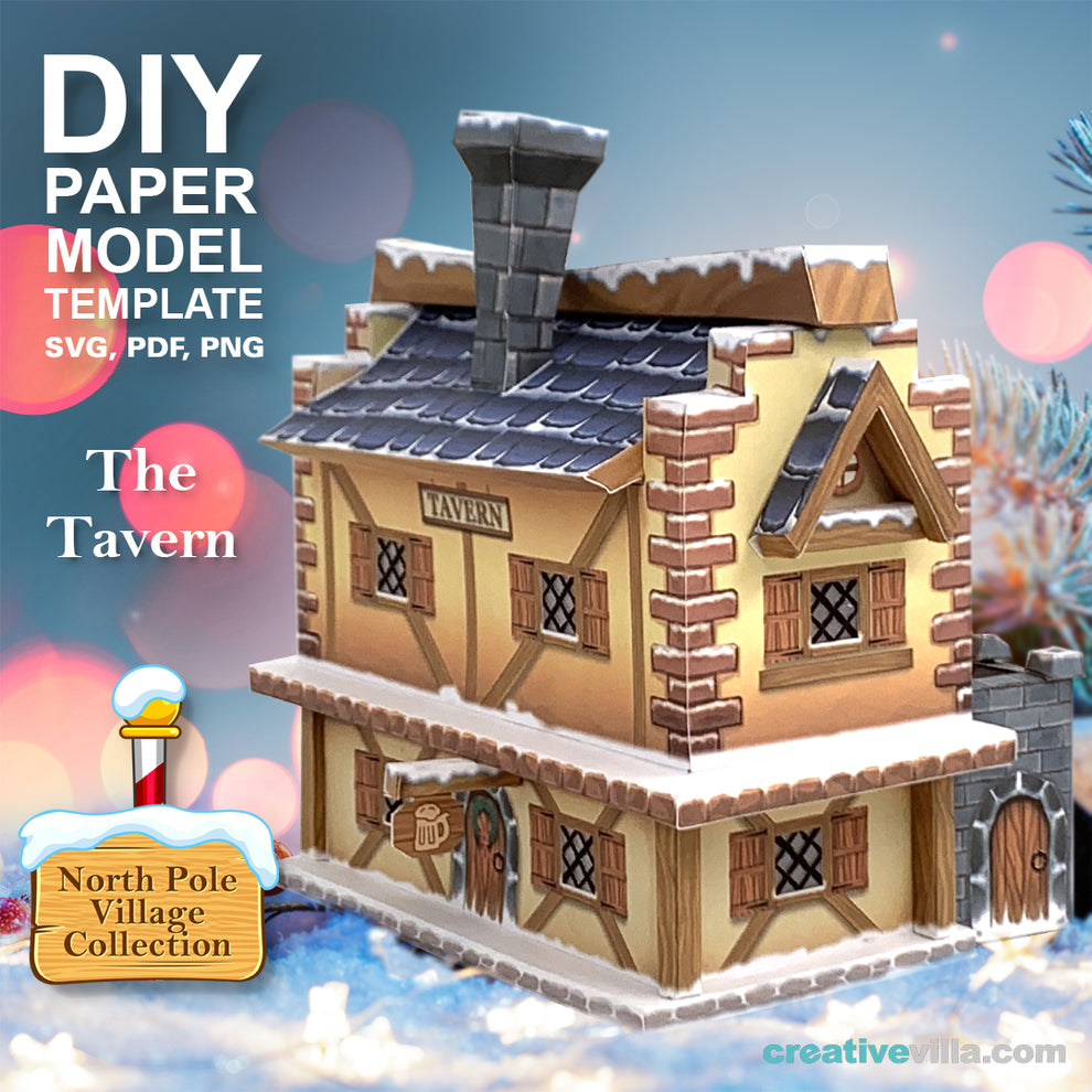 North Pole Village - The Tavern - DIY Polygonal Paper Art Model Templa ...