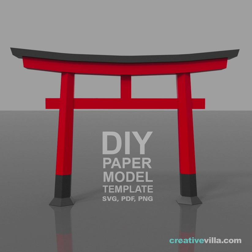 Japanese Village - Torii Gate - DIY Polygonal Paper Art Model Template ...