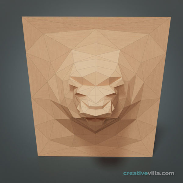 Lion 3D Relief Wall Sculpture DIY Low Poly Paper Model Template, Paper ...
