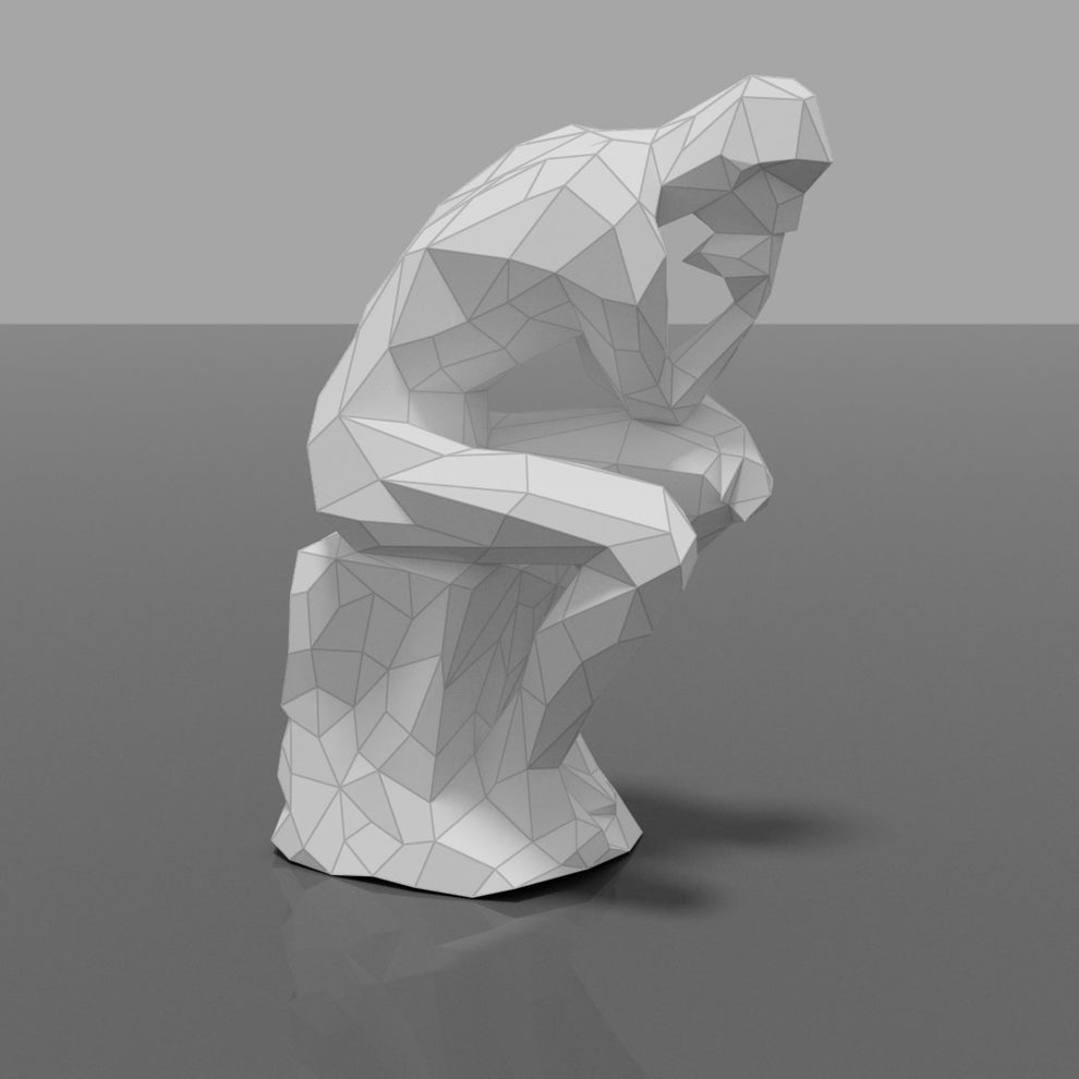 The Thinker DIY Low Poly Paper Model Template, Paper Craft ...